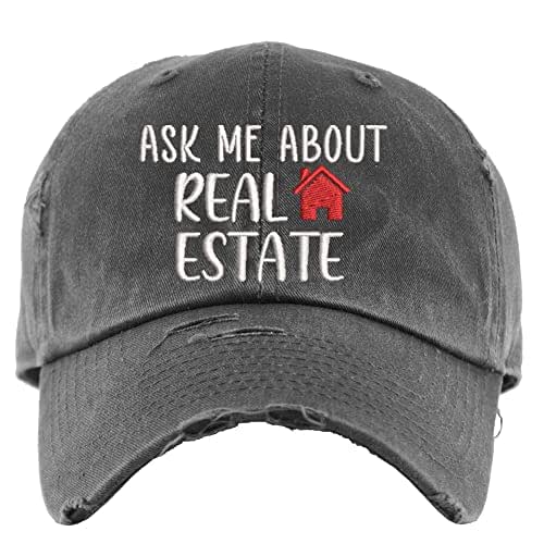 Amazon.com: Ask Me About Real Estate Hat | Distressed Baseball Cap or ...