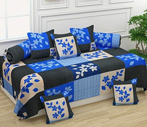 V S TRENDZZZ Heavy Poyester 3D Printed Diwan Set - 1 Single Bedsheet, 2 ...
