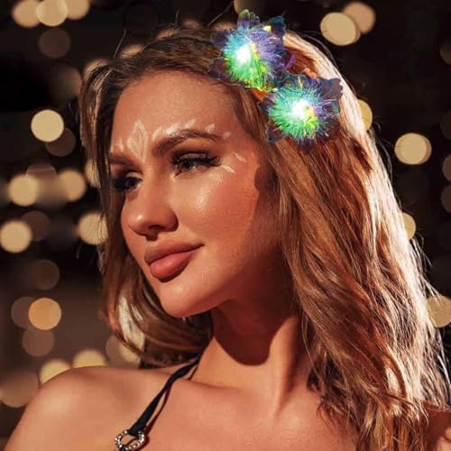 Amazon.com : JEWEKY Light Up Hair Clips Flower Led Rave Hair ...
