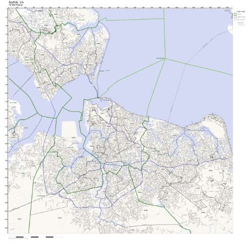 Amazon.com : Norfolk, VA ZIP Code Map Laminated : Prints : Office Products