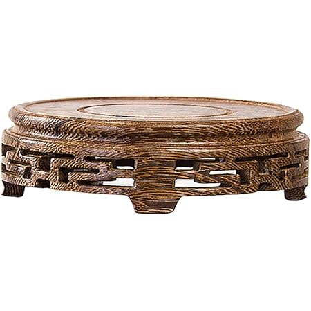 Amazon.com: Black Catalpa Wood Back Carved Round Base Vase Flower Pot ...