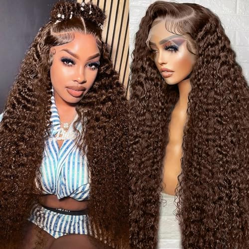 Amazon.com : Chocolate Brown Lace Front Wigs Human Hair 13x6 Hd Lace ...