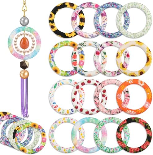 Amazon.com: 16pcs Floral Silicone Beadable O Rings, 65mm Silicone Beads ...