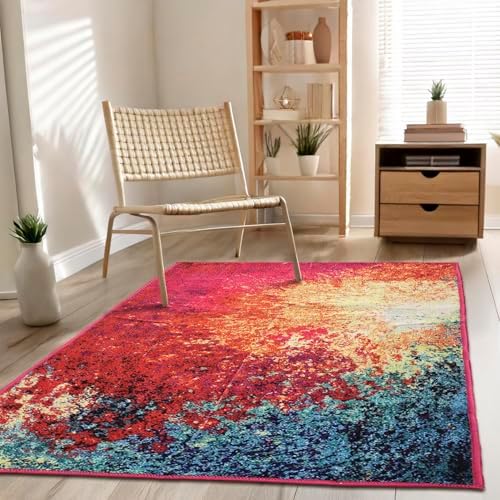 Buy BSB HOME 3 X 5 Feet 3D Jet Multi Printed 3D Jet Vintage Persian ...