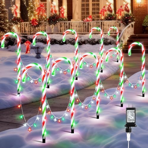 ElectricWise Candy Cane Lights Outdoor, 21 Inch Christmas Pathway ...