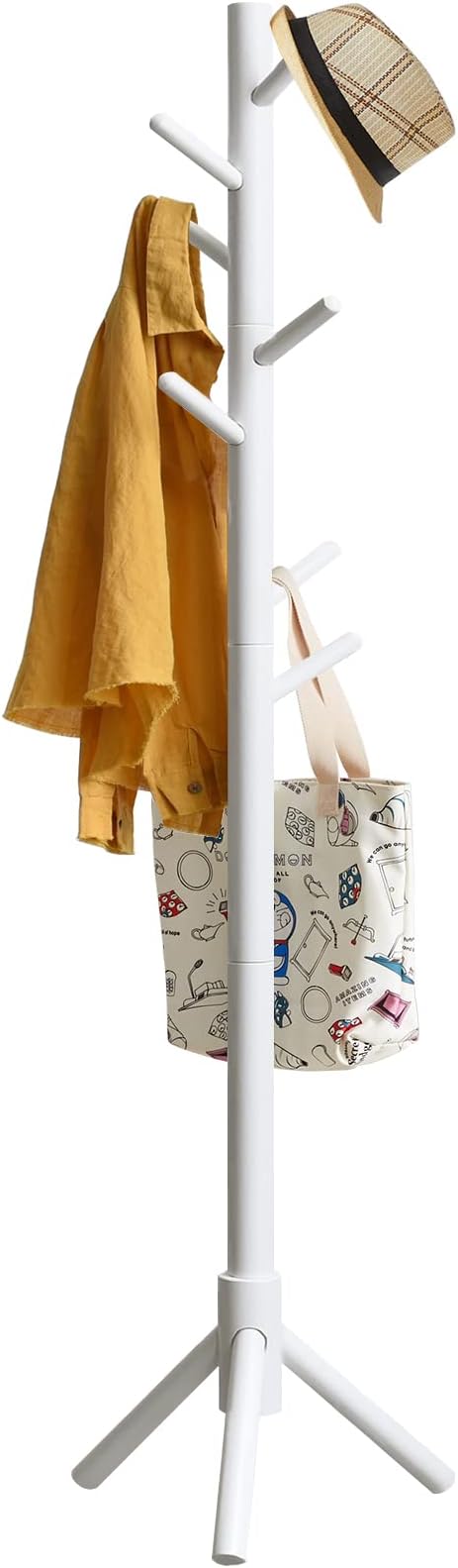 IBUYKE Wood Coat Rack Free Standing, Entryway Hall Tree Coat Tree, Coat ...