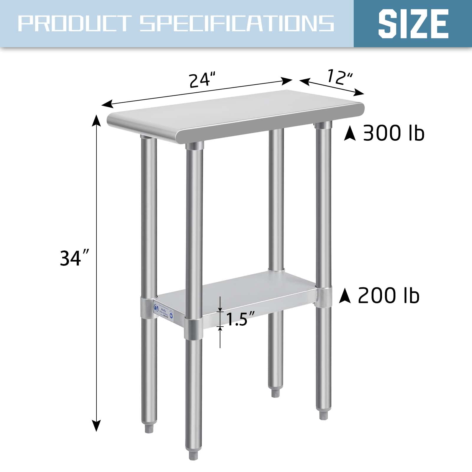 Snapklik.com : Hally Stainless Steel Table For Prep & Work 30 X 30 ...