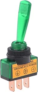 Amazon.com: uxcell SPST Latching Rocker Toggle Switch Green LED Light ...