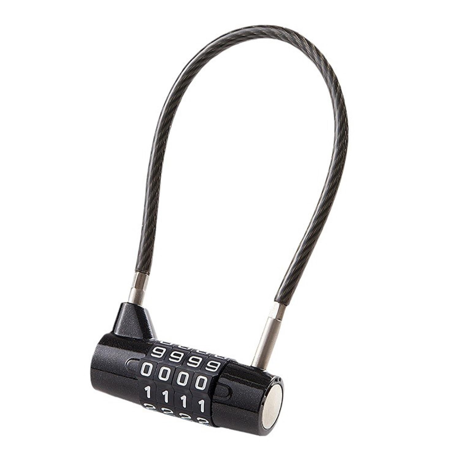 Steel Cable Rope Lock with 4 Digit Code, Long Safety Combination ...