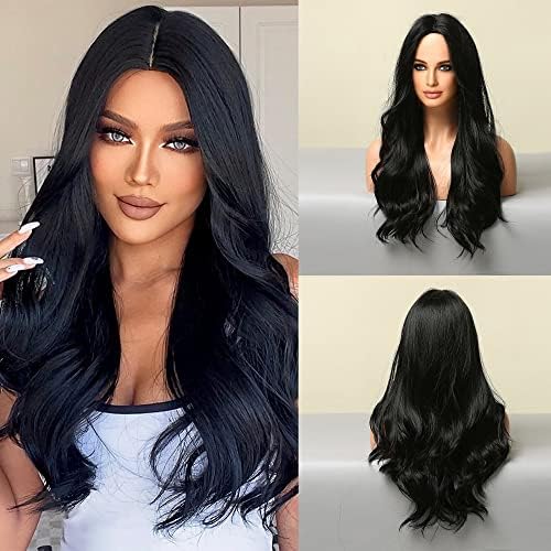 Amazon.com: LINGHANG Long Black Wigs for Women 26 Inch Long Curly Wig ...