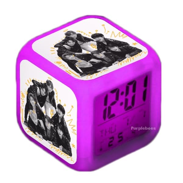 Buy BTS Digital Alarm Clock with Glowing LED, Color Change, and 4 BTS ...