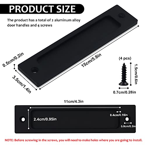 Fatiya 2Pcs Rectangular Recessed Door Pull Handle with Screw, Flat ...