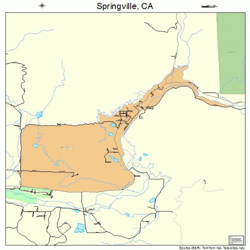 Large Street & Road Map of Springville, California CA - Printed poster ...