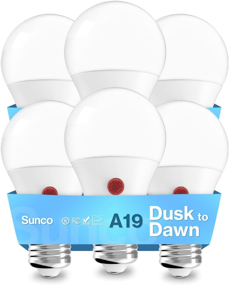 Laios Dusk to Dawn Sensor E26 Light Bulb, 7W LED Outdoor Photocell ...