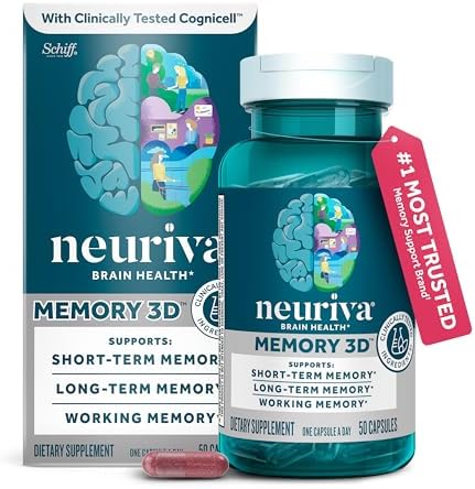 Amazon.com: NEURIVA Memory 3D Brain Supplement - Nootropic Capsules for ...