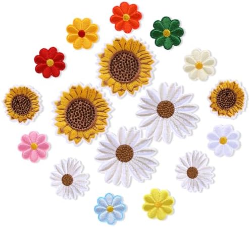 Amazon.com: Flower Patch, 17 Pcs Sunflower Sew/Iron on Patches ...