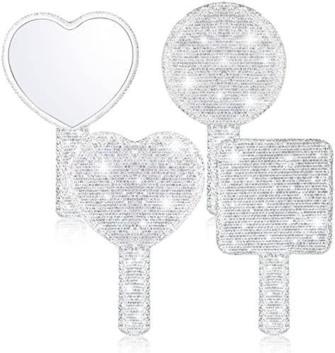 Amazon.com: Tatuo 2 Pcs Hand Mirror with Handle Rhinestone Lip Shaped ...