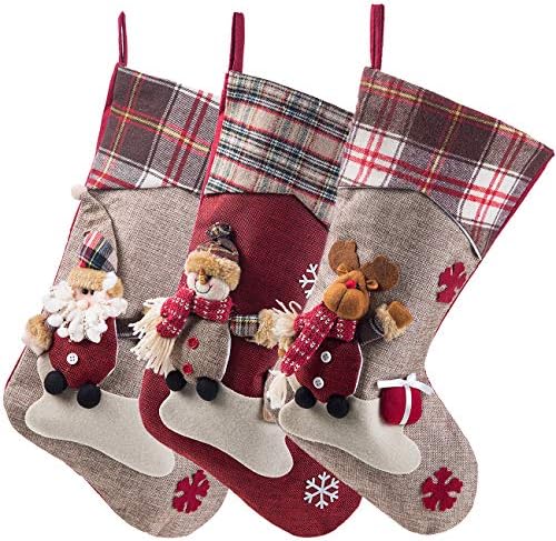 Amazon.com: Sunnyglade 3PCS 17.5" Christmas Stocking Classic Large ...