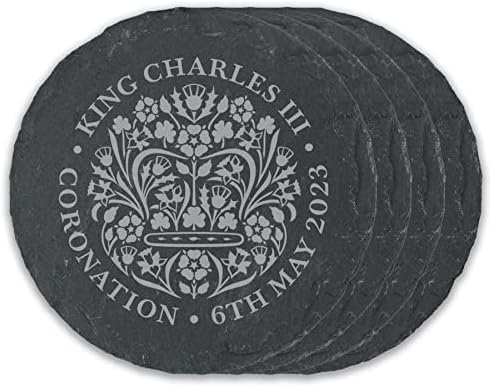 Engraved Commemorative Coronation of The King Set of 4 Slate Coasters ...