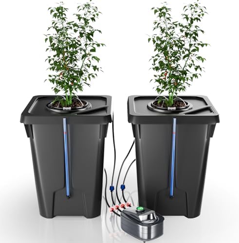 Amazon.com: 2 Buckets DWC Hydroponics Grow System with Top Drip Kit, 7 ...