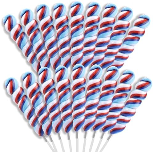 Amazon.com : Sweetzo Red, White and Blue Twist Candy Lollipops, Bulk ...