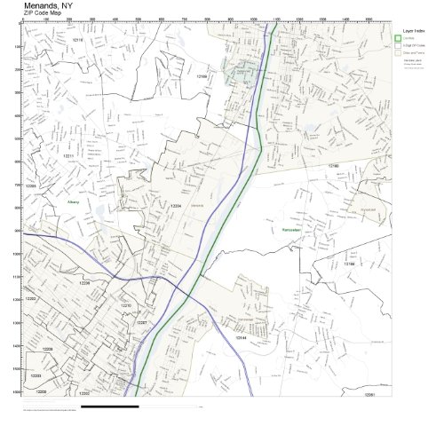 Amazon.com : ZIP Code Wall Map of Menands, NY ZIP Code Map Laminated ...