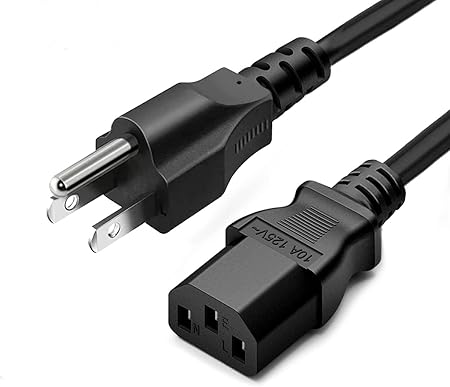 Amazon.com: Standard 5ft (1.5m) 10 Amps 125 Volts Black 3 Prong AC ...