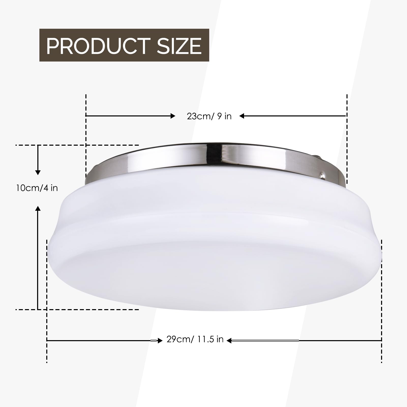 11.5 Inch Round Ceiling Light, 1 Light LED Flush Mount, Nickel Porch Lights Outdoor Ceiling ...