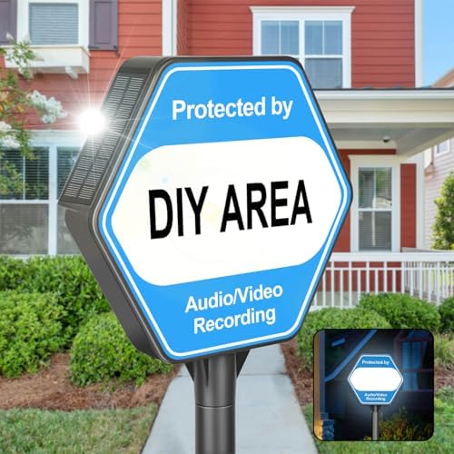 Amazon.com: FUTRPOW Security Yard Sign,Solar Powered Security Signs,LED ...