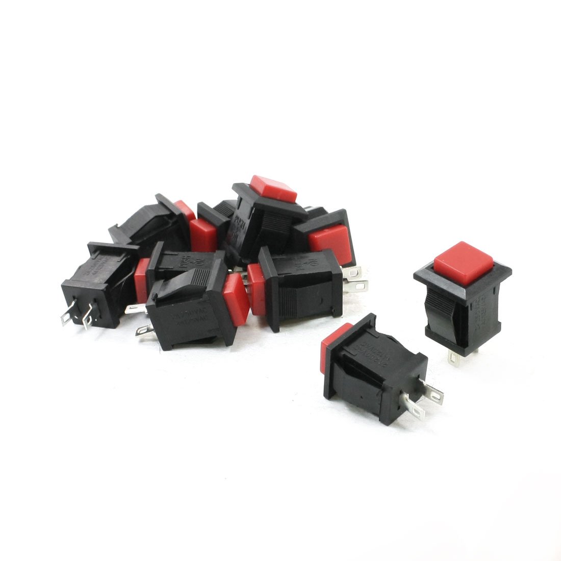 uxcell 10Pcs Momentary Square Red Push Button Switch AC 250V/2A 125V/4A ...