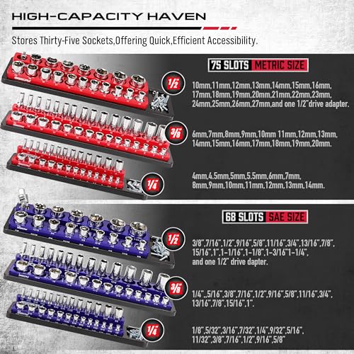 Snapklik.com : Magnetic Socket Holder Organizer Set: 6-Piece Detachable ...