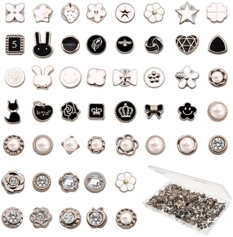 Amazon.com: 100 Sets Pearl Brooch Buttons, No Sew Instant Removable ...