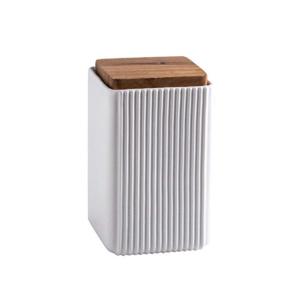 Square Ceramic Canisters Red Tea Tin Caddy And Spoon Containers With