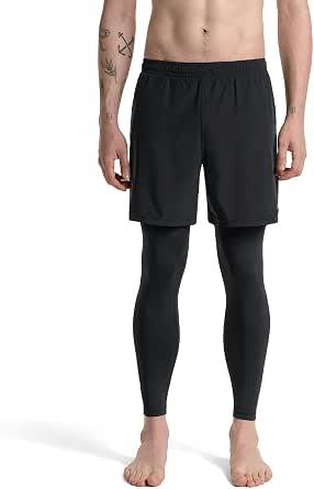 TSLA Men's 2‑in‑1 Swim Shorts with Built‑in Leggings Quick‑Dry, UPF 50 ...