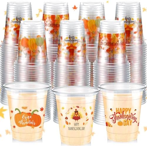 Amazon.com: Zhehao 150 Pcs 12 oz Thanksgiving Party Plastic Cups Bulk ...