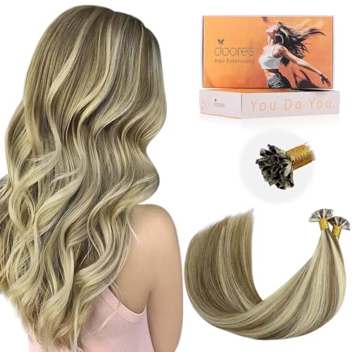 DOORES UTip Hair Extensions, 16 Inch 50g/50s, Ash Brown to Platinum ...
