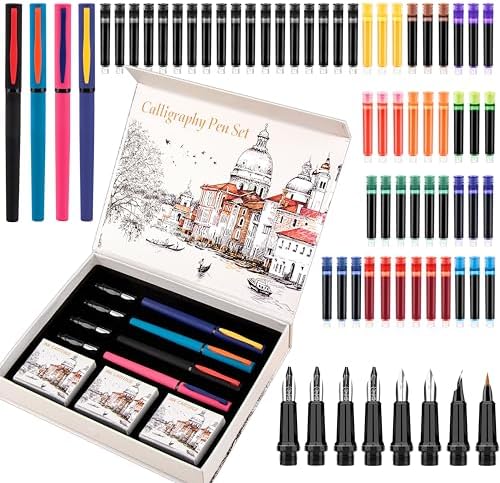 Amazon.com : AIYNC Calligraphy Pen Set, with 4 Fountain Pens, 4 ...