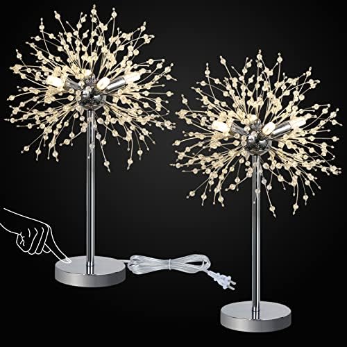 Touch Control Crystal Table Lamp Set of 2, 3-Way Dimmable Bedside Touch ...