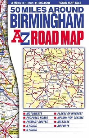 50 Miles Around Birmingham Road Map: Amazon.co.uk: Geographers' A-Z Map ...