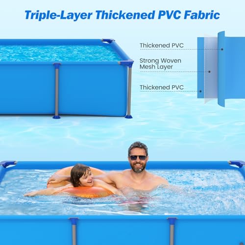 Goplus Above Ground Swimming Pool, Frame Family Pool Set w/Metal Frame ...