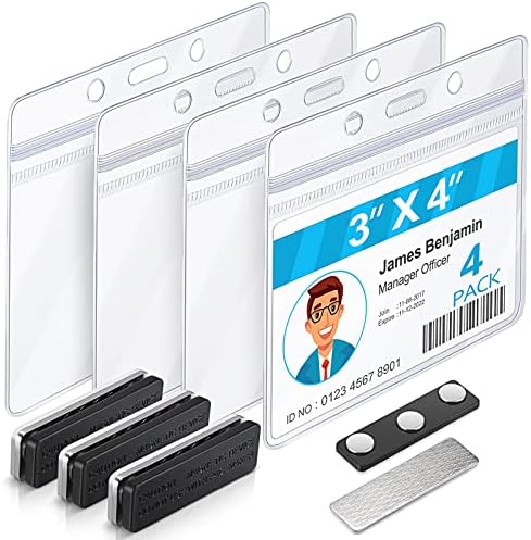 Amazon.com : 4-Piece Magnetic Badge Holder Kit, Adhesive Name Tag Backs ...
