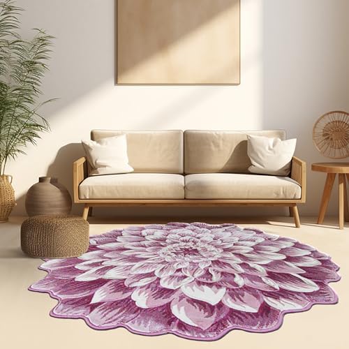 Amazon.com: Pink Flower Shaped Rug 4ft Pink Rose Carpet Imitation ...