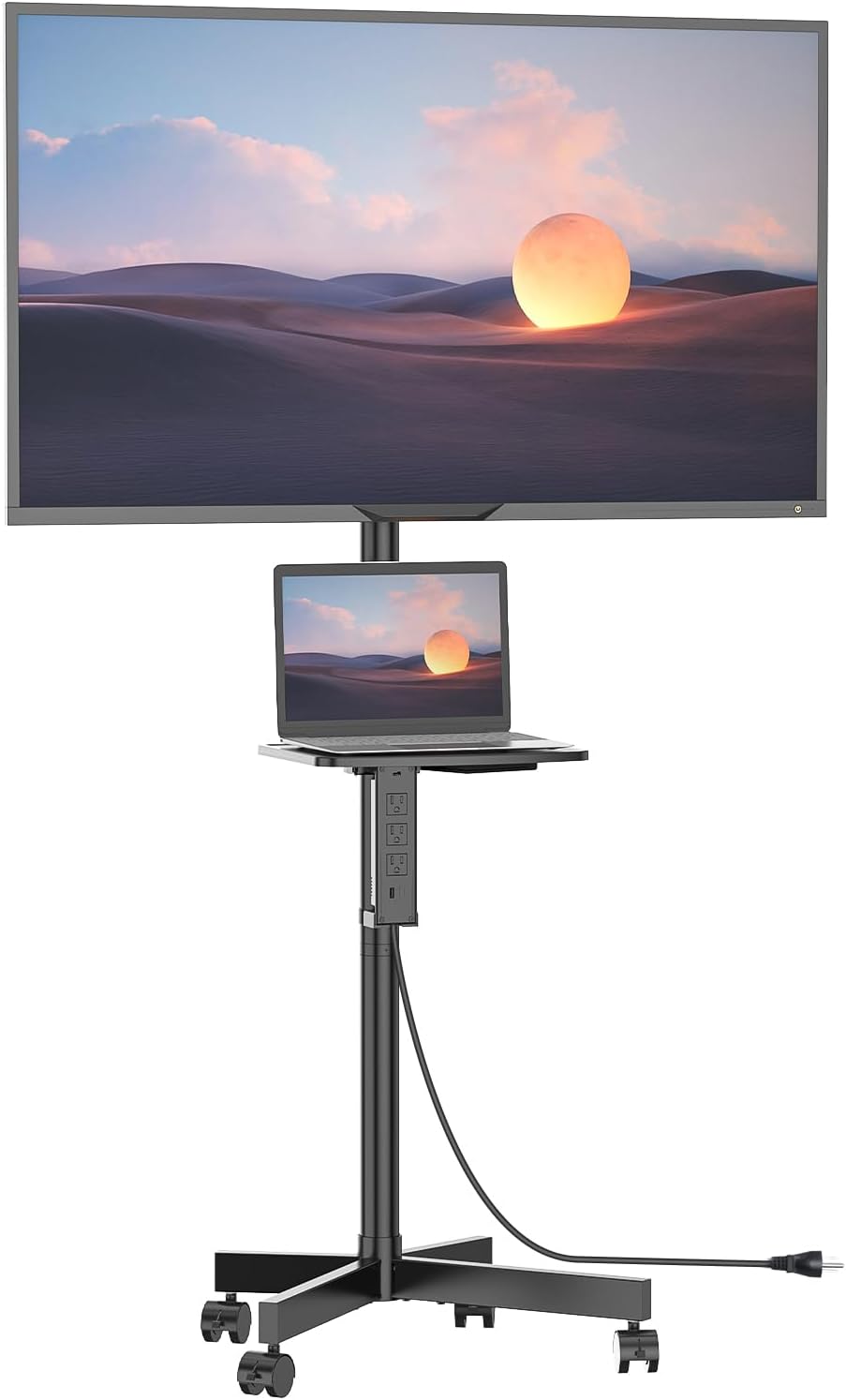 Amazon.com: TVON Mobile TV Stand with Power Outlet, Tilt Rolling TV ...