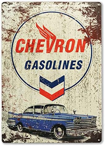 Amazon.com : Chevron Gasoline Vintage Style Wall Sign Plaque - Vintage ...