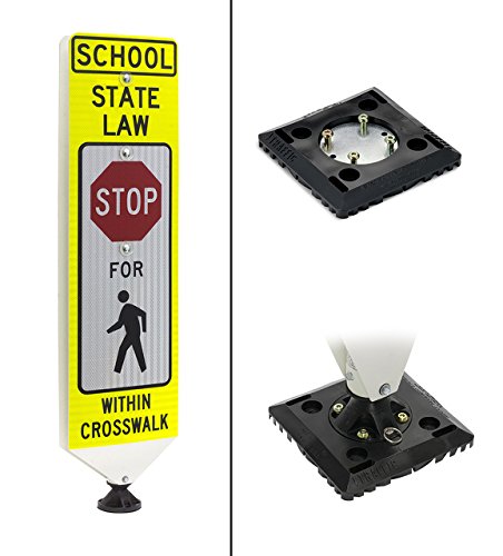 Crosswalk Sign, 12"x36"(R1-6a) SCHOOL State Law STOP for Ped, w/Surface ...