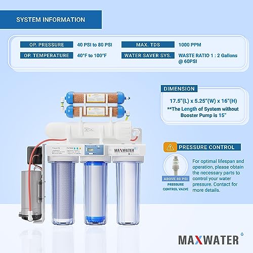 Max Water 6 Stage 100 GPD (Gallon Per Day) RODI (Reverse Osmosis ...