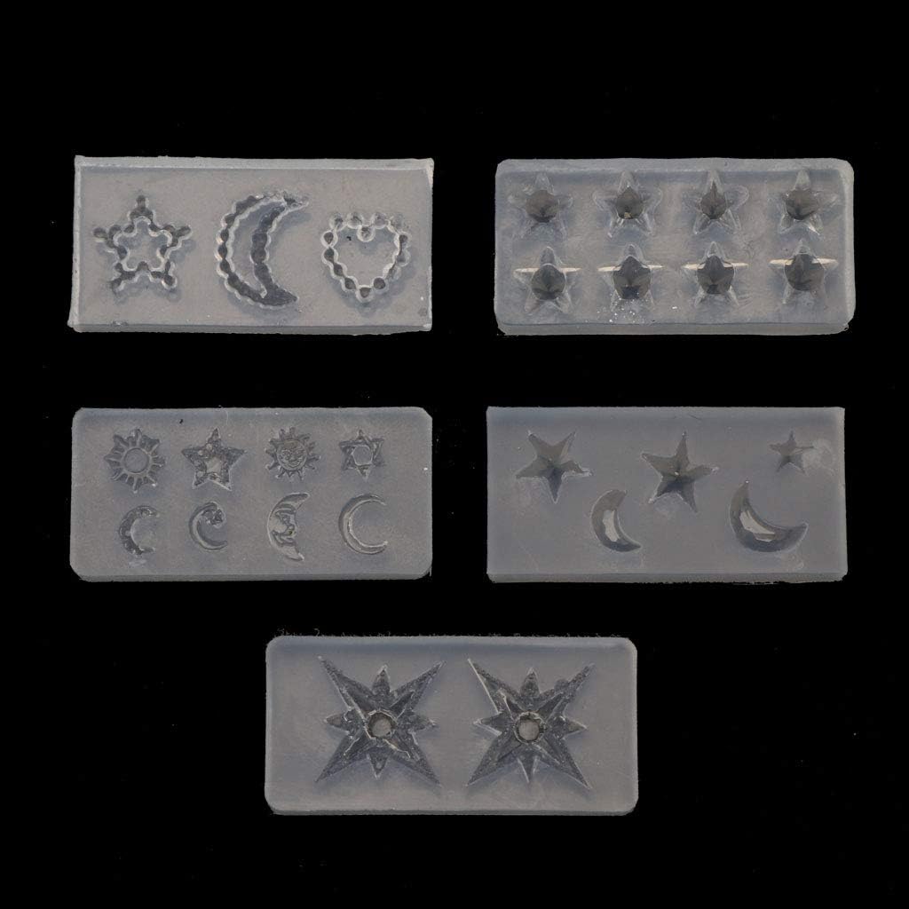 Amazon.com: appuivbt 5Pcs DIY Mini Size Moon Star Sun Resin Silicone ...