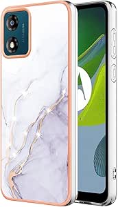 Amazon.com: Monwutong Slim Fit Phone Case for Motorola E13,Shiny IMD Marble Pattern Fashion Case ...