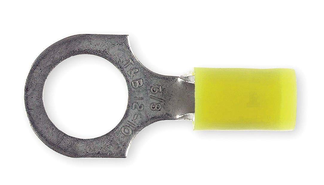 Sta-Kon Ring Terminal, Yellow Nylon, Overlapped Seam, 12 to 10 AWG, 50 ...