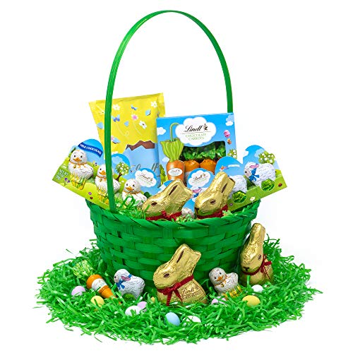 Lindt Easter Basket with GOLD BUNNY, Festive Lindt Chocolate for Kids ...